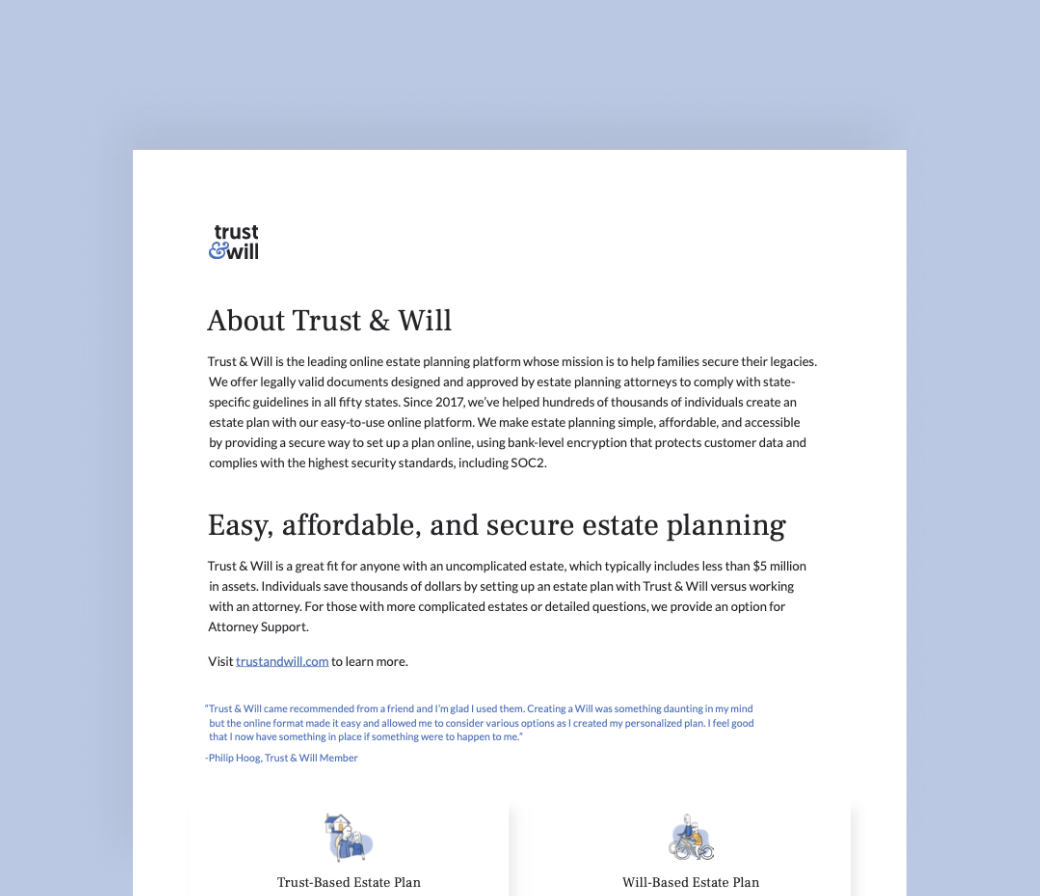 Partner with Trust & Will | Trust & Will