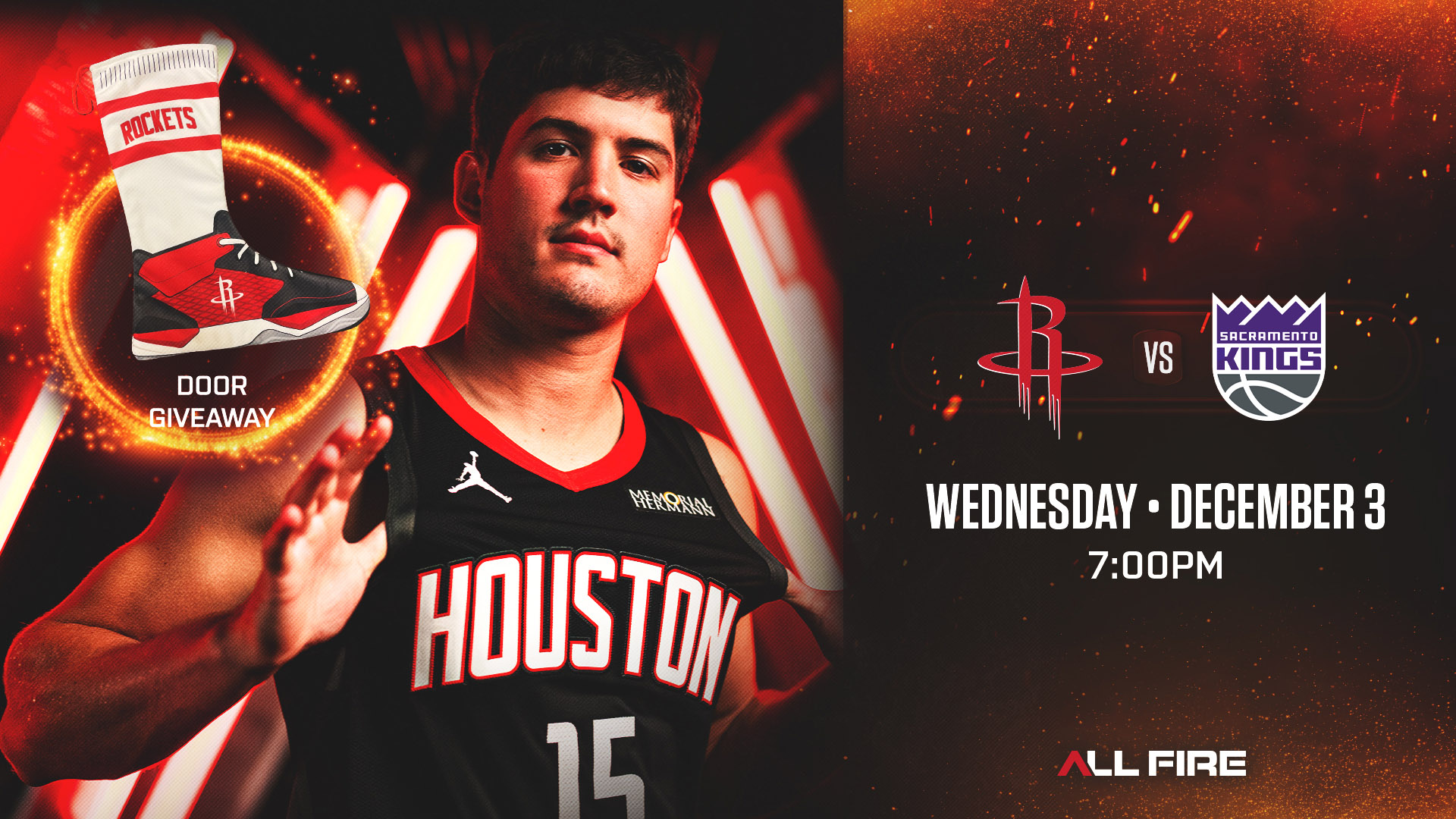 Celebrate a Rockets Christmas December 3 vs Sacramento!