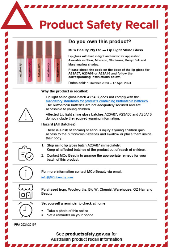 Product Safety Recalls | Chemist Warehouse