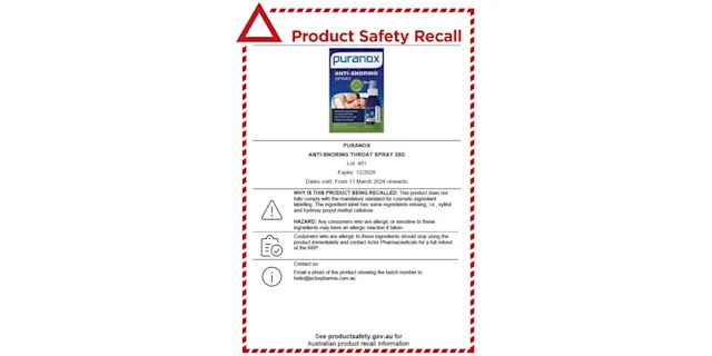 Product Safety Recalls | Chemist Warehouse