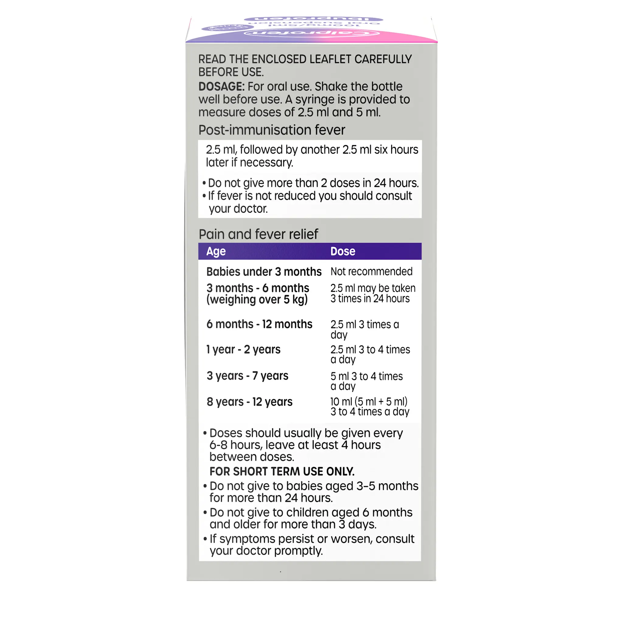 CALPROFEN 100mg/5ml Oral Suspension Ibuprofen 100ml