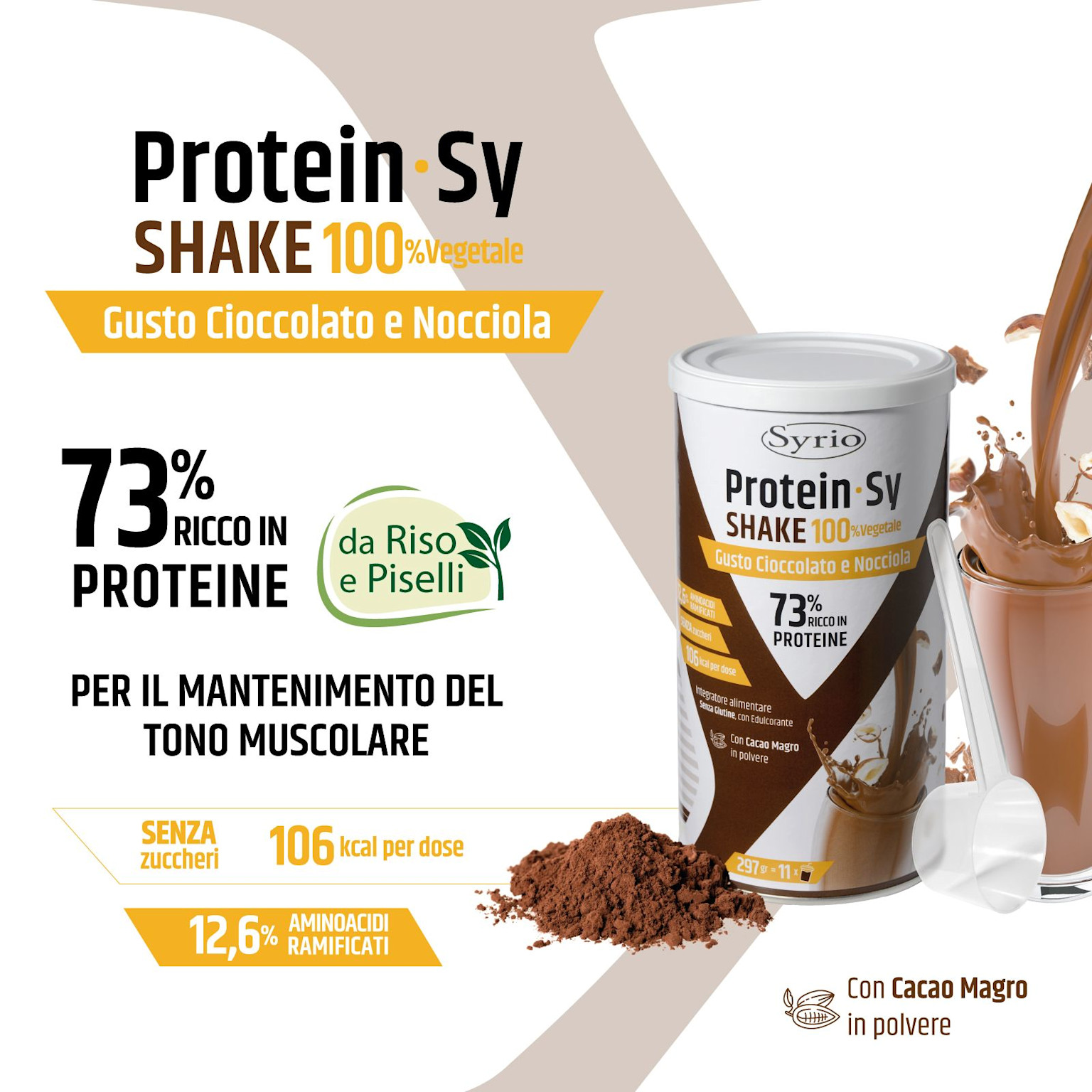 Syrio Protein-sy Shake Vegetale Cioccolato Integratore 297g - Top Farmacia
