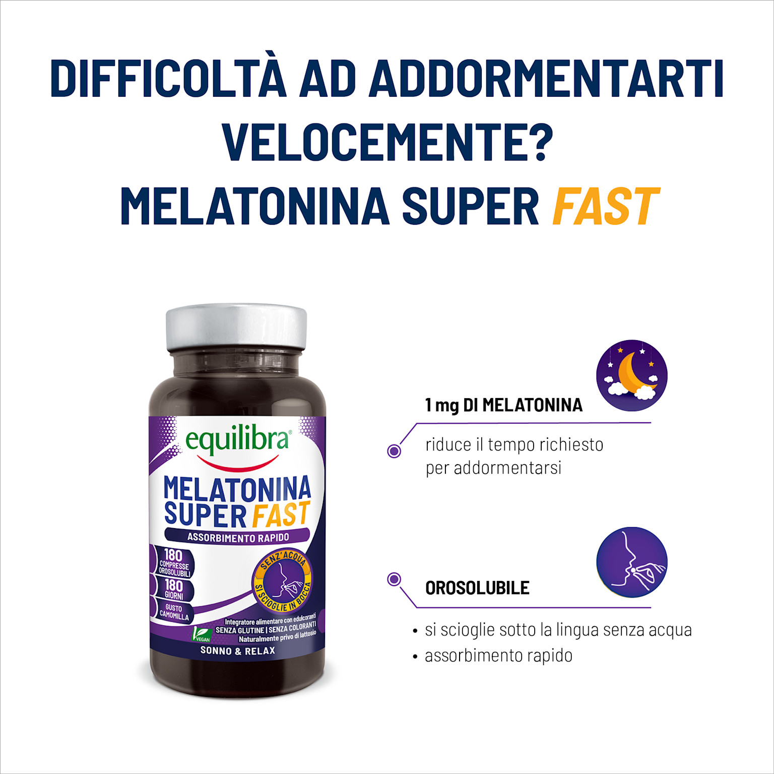 Equilibra Melatonina Super Fast 180 Compresse - Top Farmacia