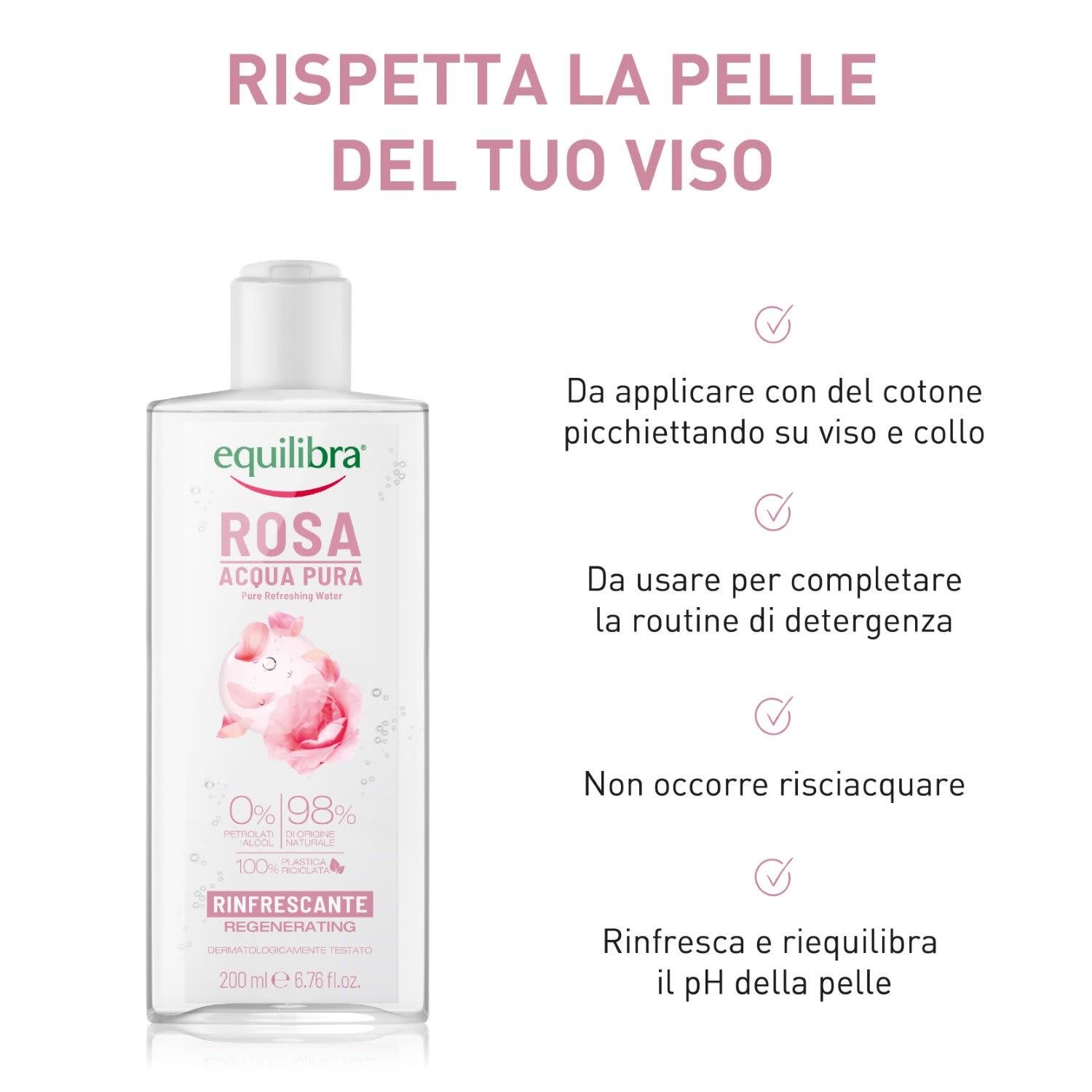 Equilibra Acqua Pura Di Rosa Tonico Viso 200ml - Top Farmacia