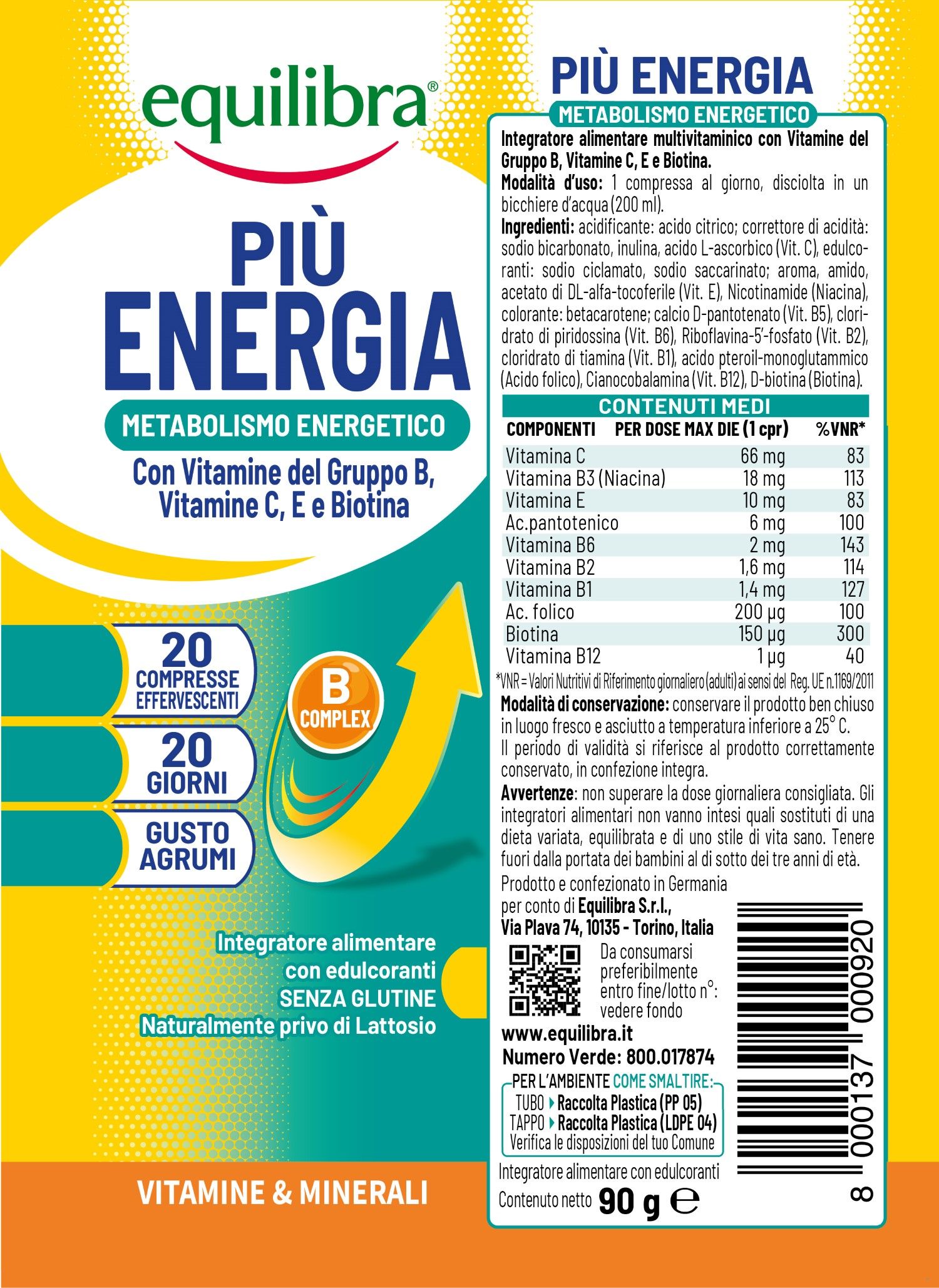 Equilibra Più Energia Integratore Energetico 20 Compresse - Top Farmacia