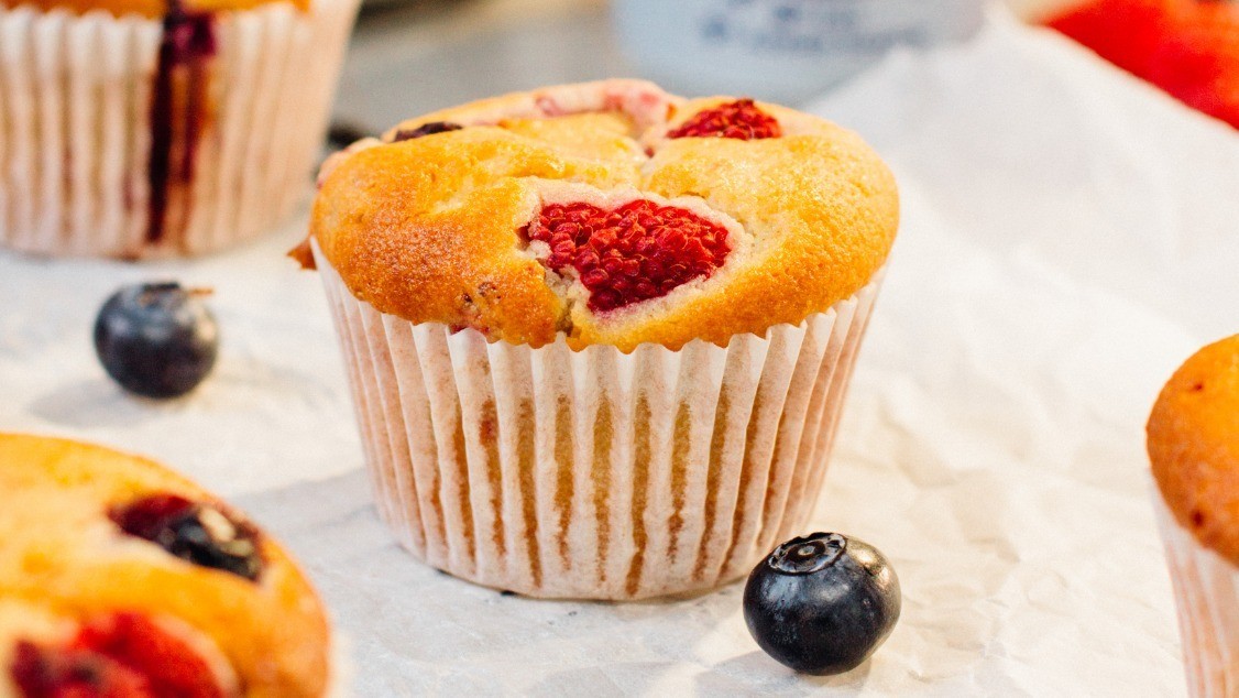 Blueberry and raspberry muffins | Lorraine