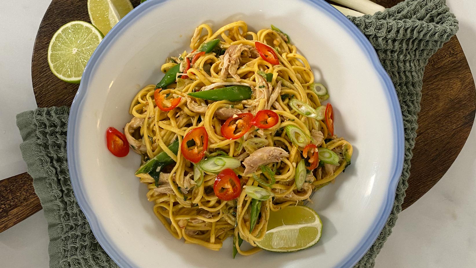 Lisa Faulkner's roast chicken with satay noodles and sugar snap peas ...