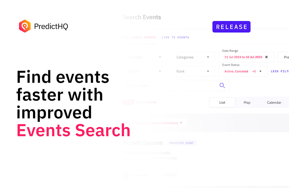 Find events faster with improved events search - PredictHQ