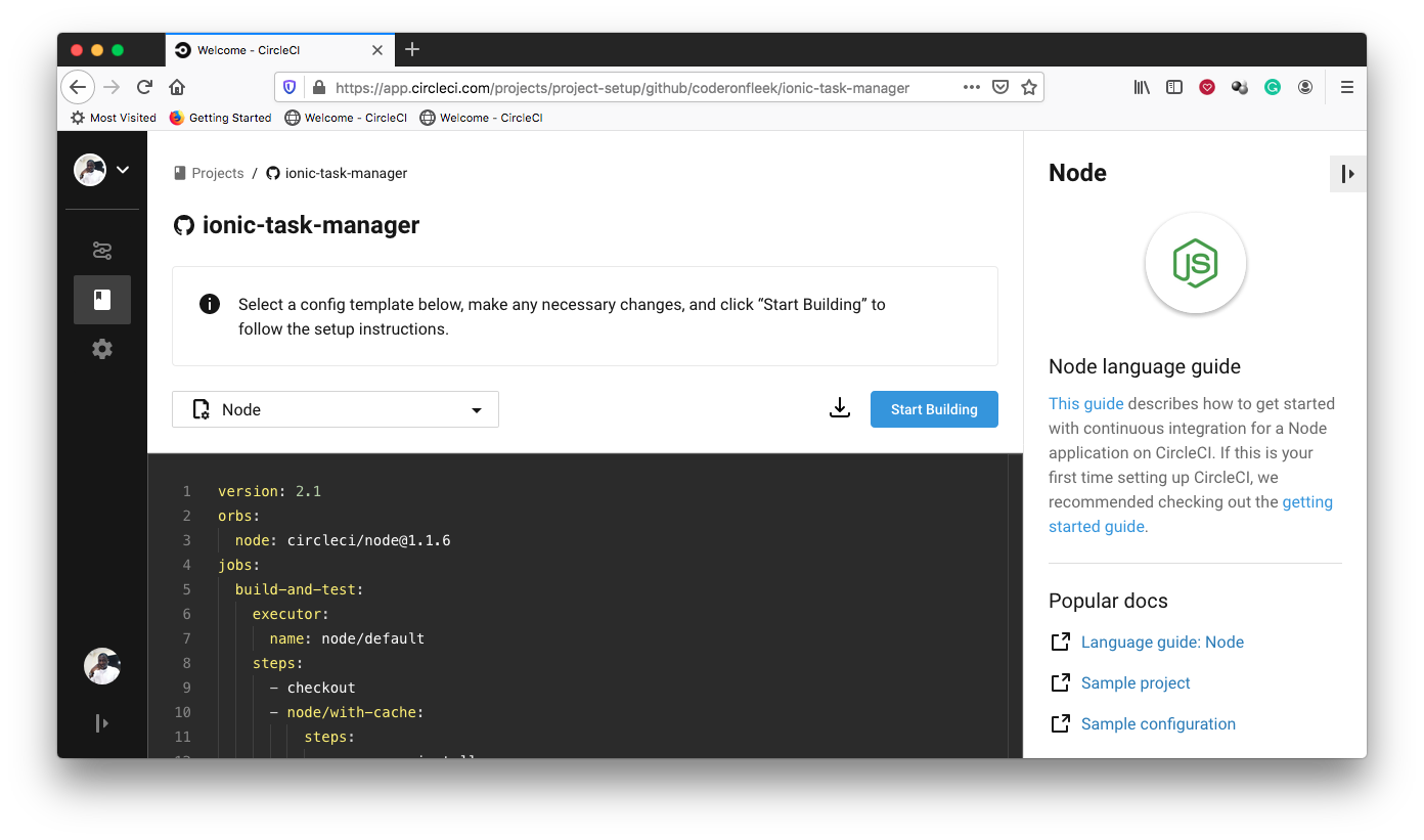 Continuous integration for Ionic applications | CircleCI
