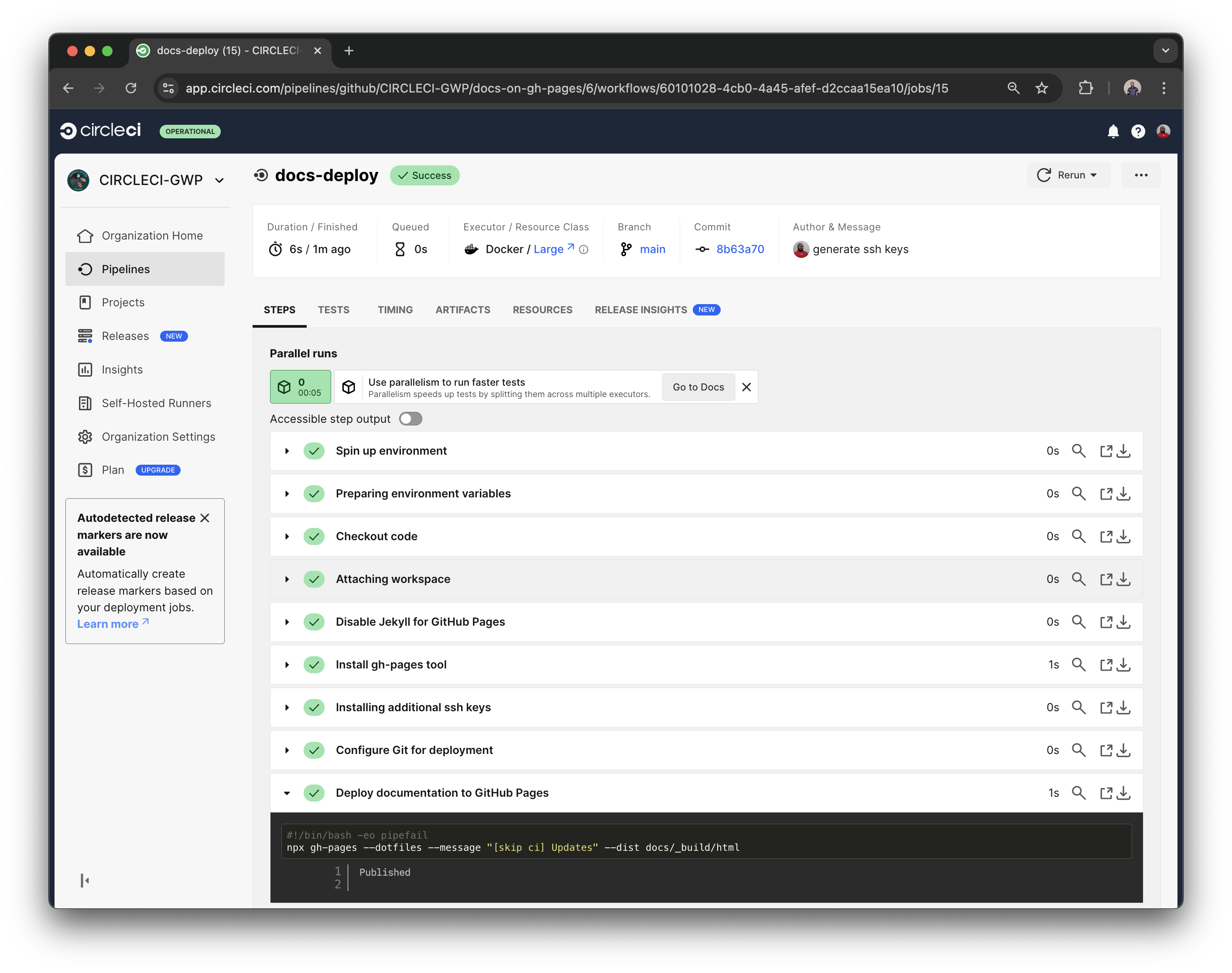 Deploying documentation to GitHub Pages with continuous integration | CircleCI