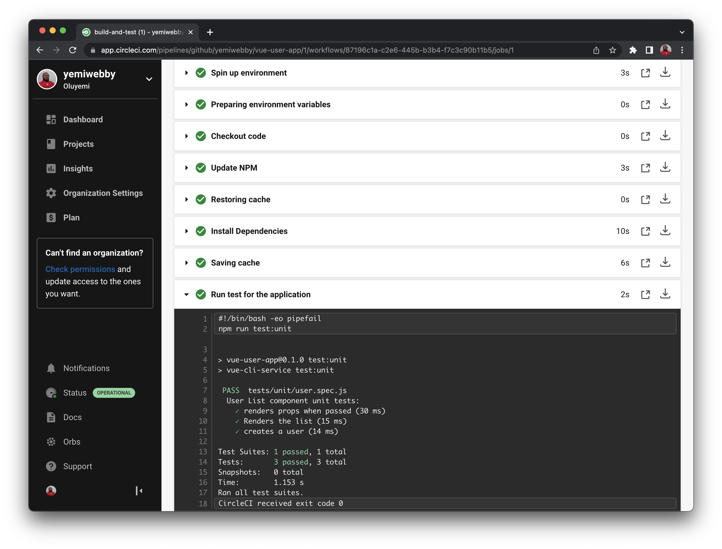 Automate testing for a Vue.js application | CircleCI