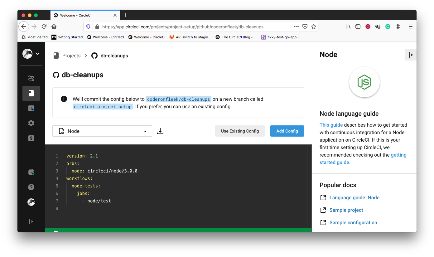 Triggering jobs for database clean up | CircleCI