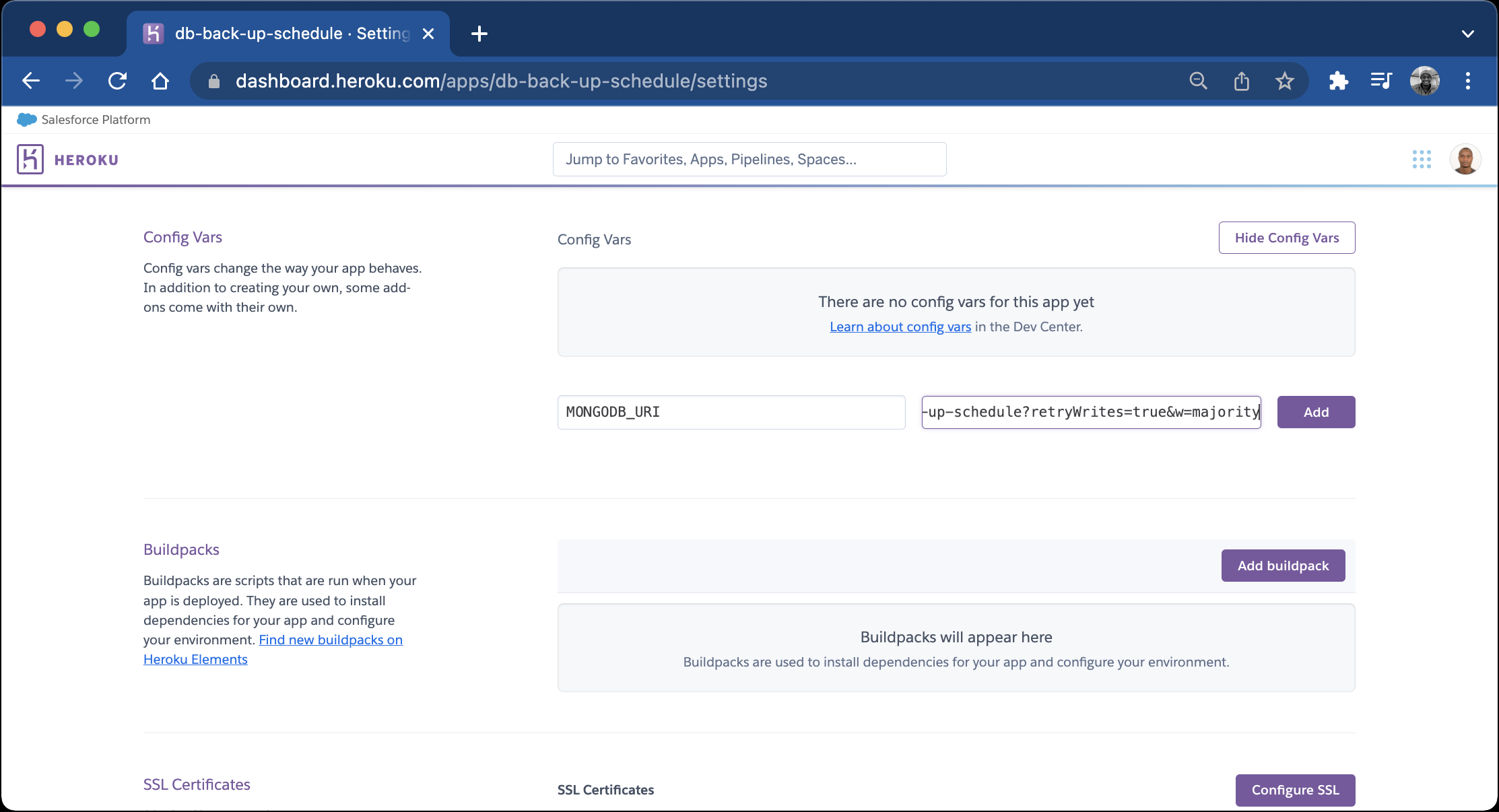 Schedule database backups for MongoDB in a Node.js application | CircleCI