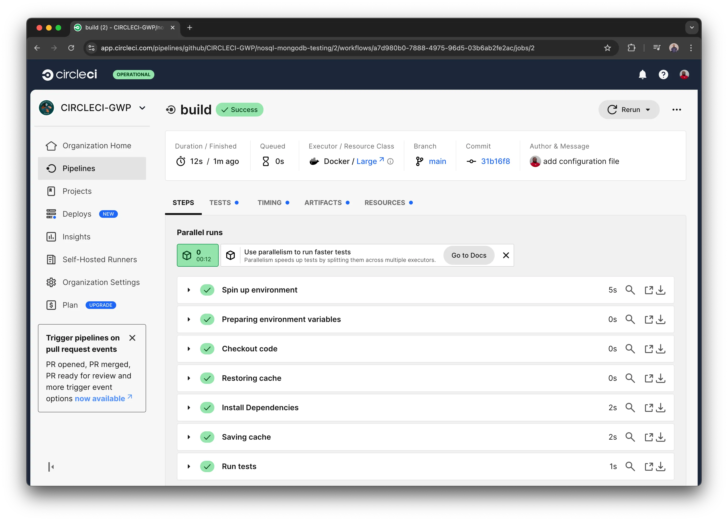 How to test a MongoDB NoSQL database - CircleCI