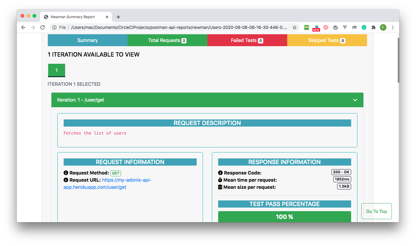 Building Postman test reports | CircleCI