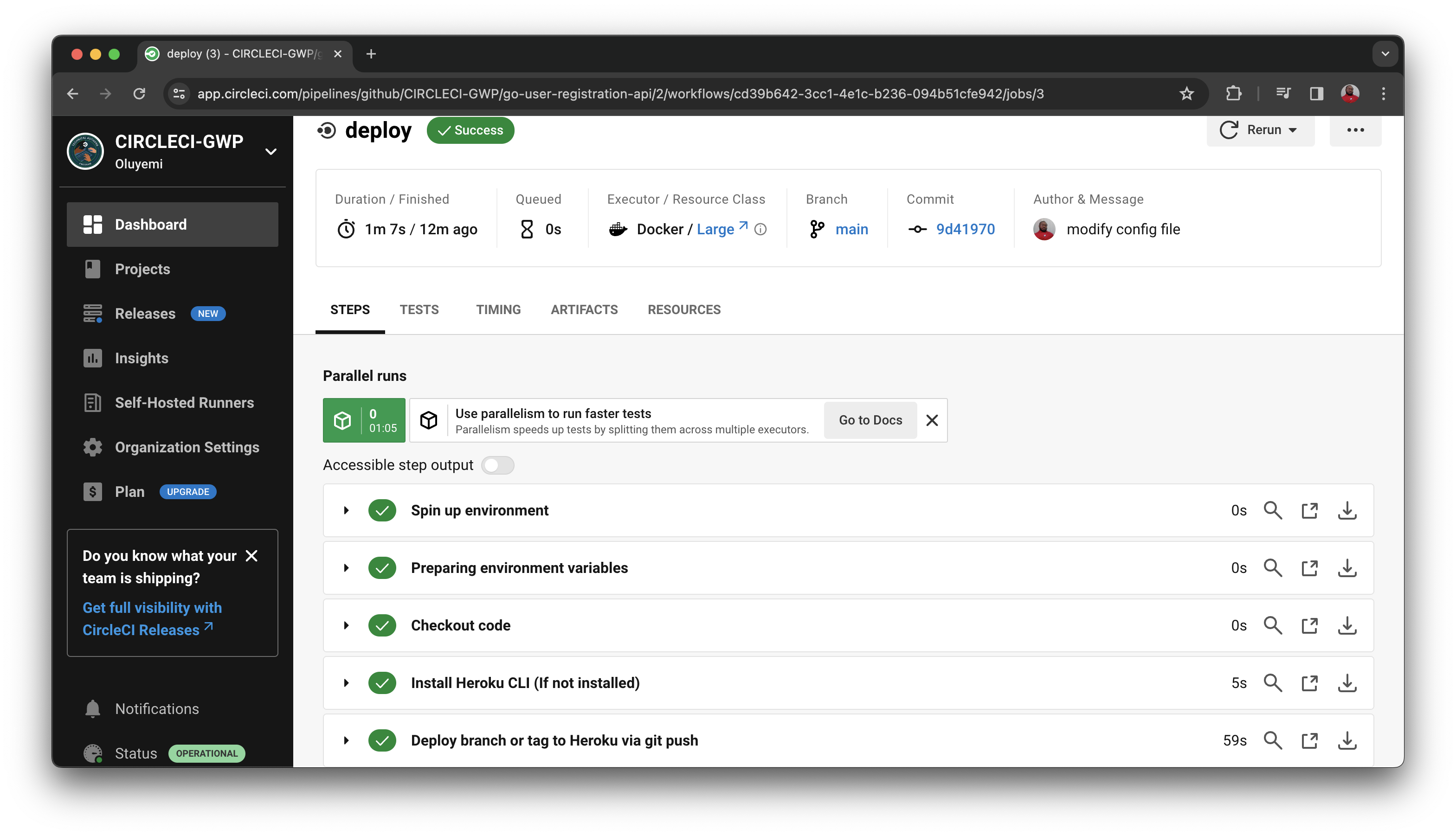 Continuous deployment for Go applications | CircleCI