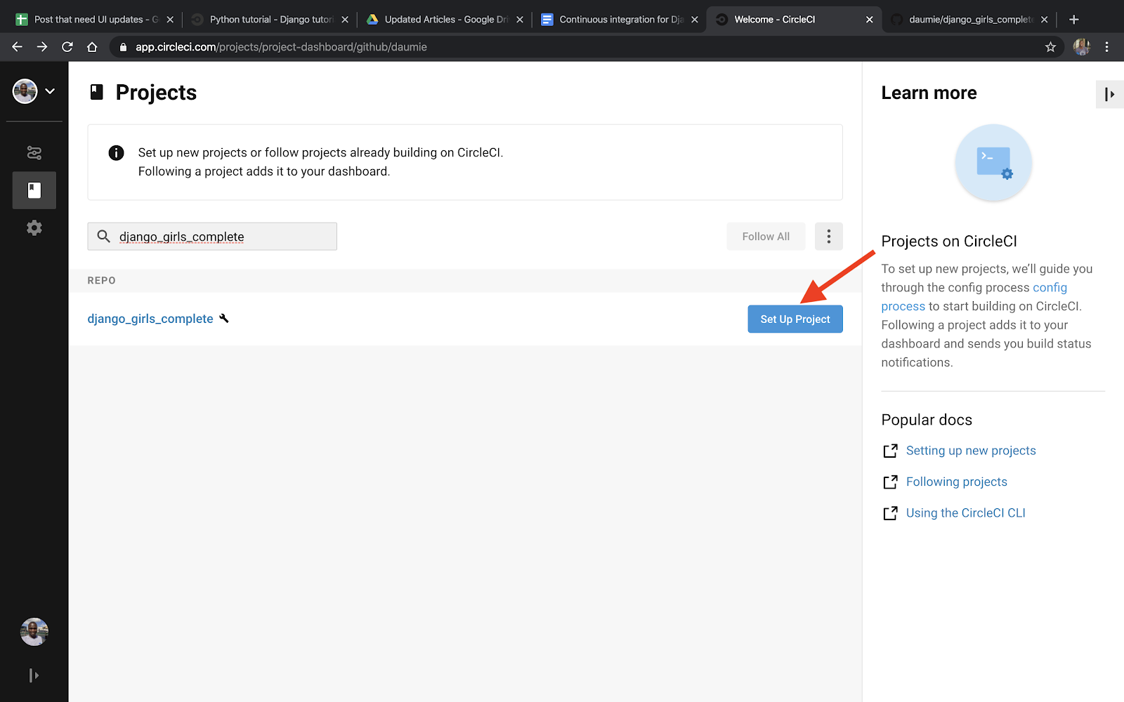 Continuous integration for Django projects | CircleCI