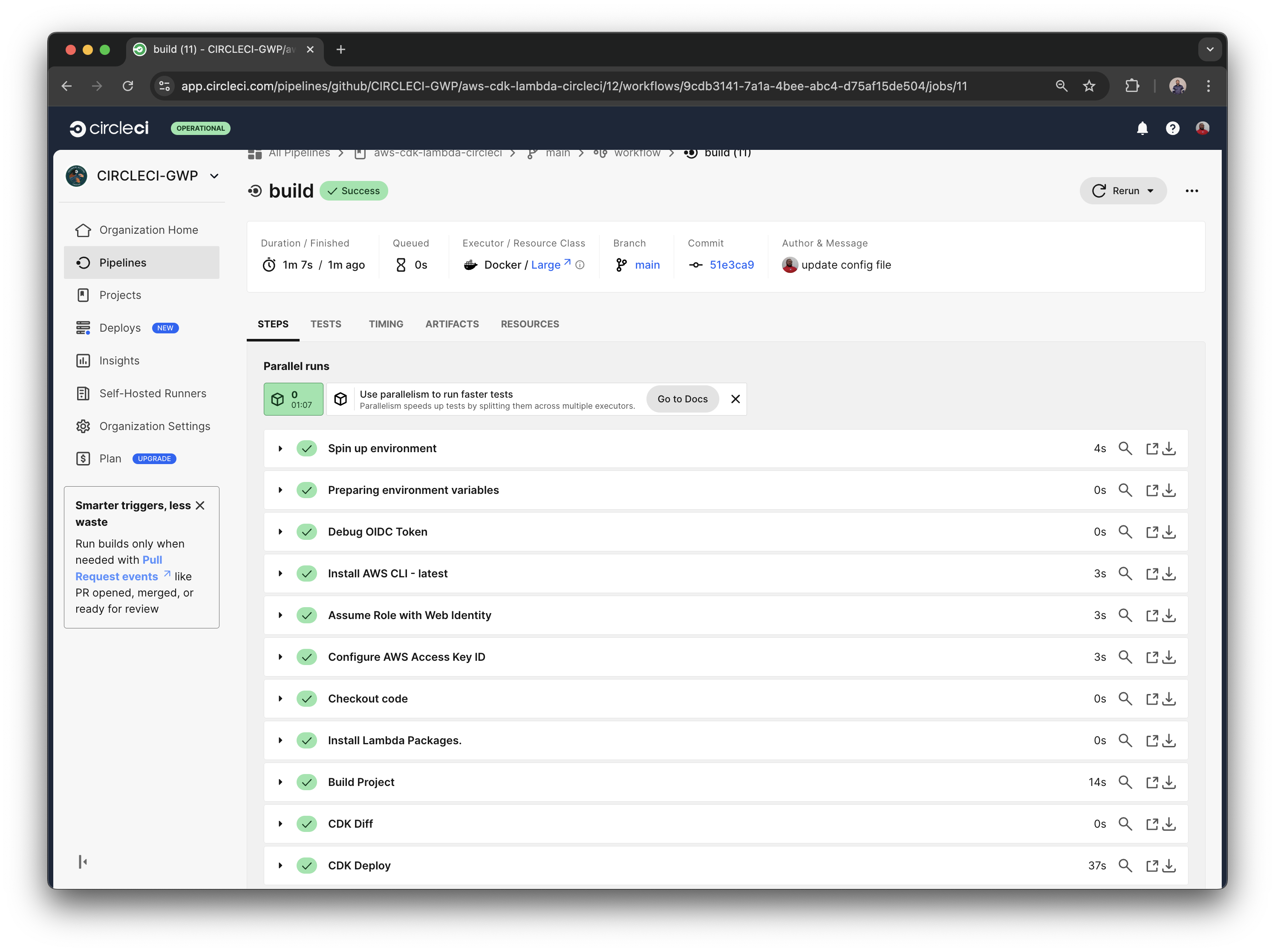 Automate AWS Lambda function deployments to AWS CDK | CircleCI