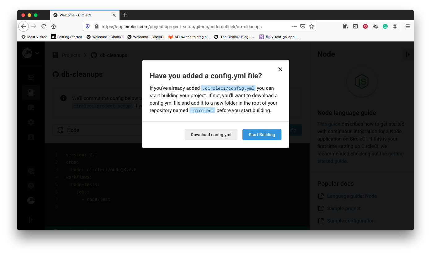 Triggering jobs for database clean up | CircleCI