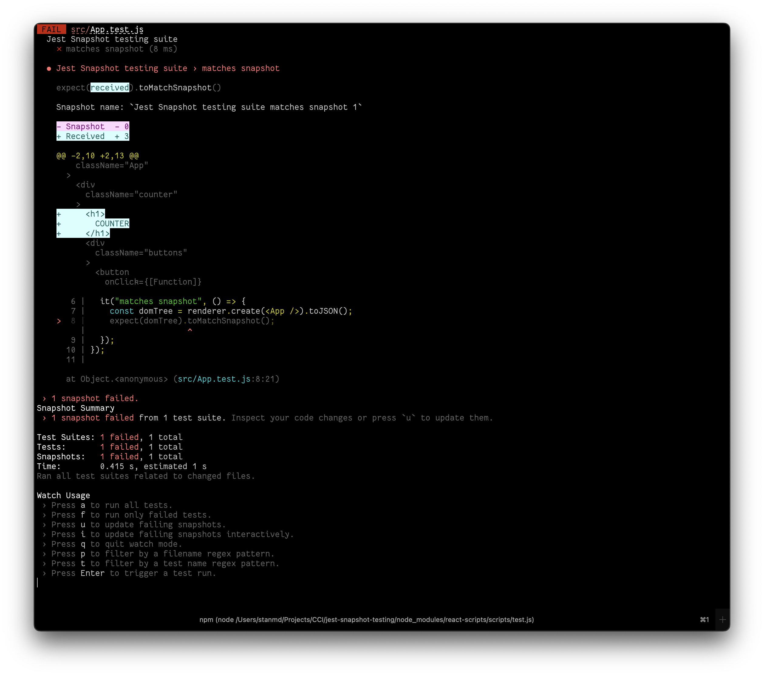 Snapshot testing for React applications with Jest | CircleCI