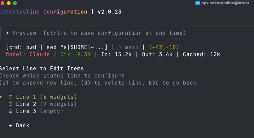 Claude Code のステータスラインを TUI でカスタマイズできる ccstatusline