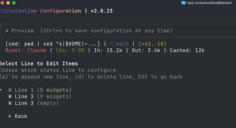 Claude Code のステータスラインを TUI でカスタマイズできる ccstatusline
