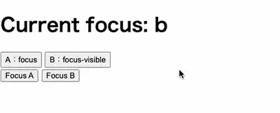 focus() メソッドで CSS の :focus-visible 擬似クラスが適用されるかどうかは最後の操作によって異なる