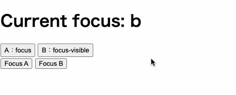 focus() メソッドで CSS の :focus-visible 擬似クラスが適用されるかどうかは最後の操作によって異なる