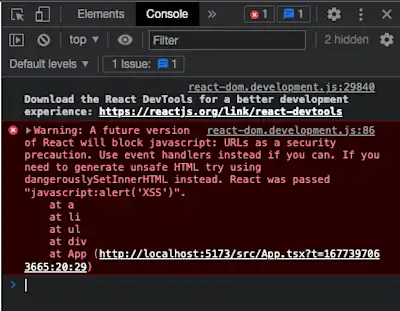 React は javascript スキームを使った XSS を防ぐことができない