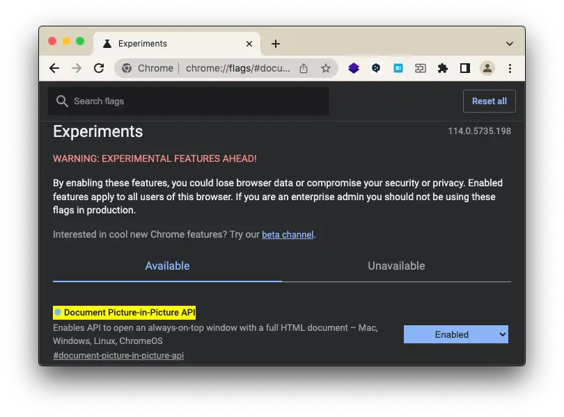 Document Picture in Picture で任意の要素を Picture in Picture する