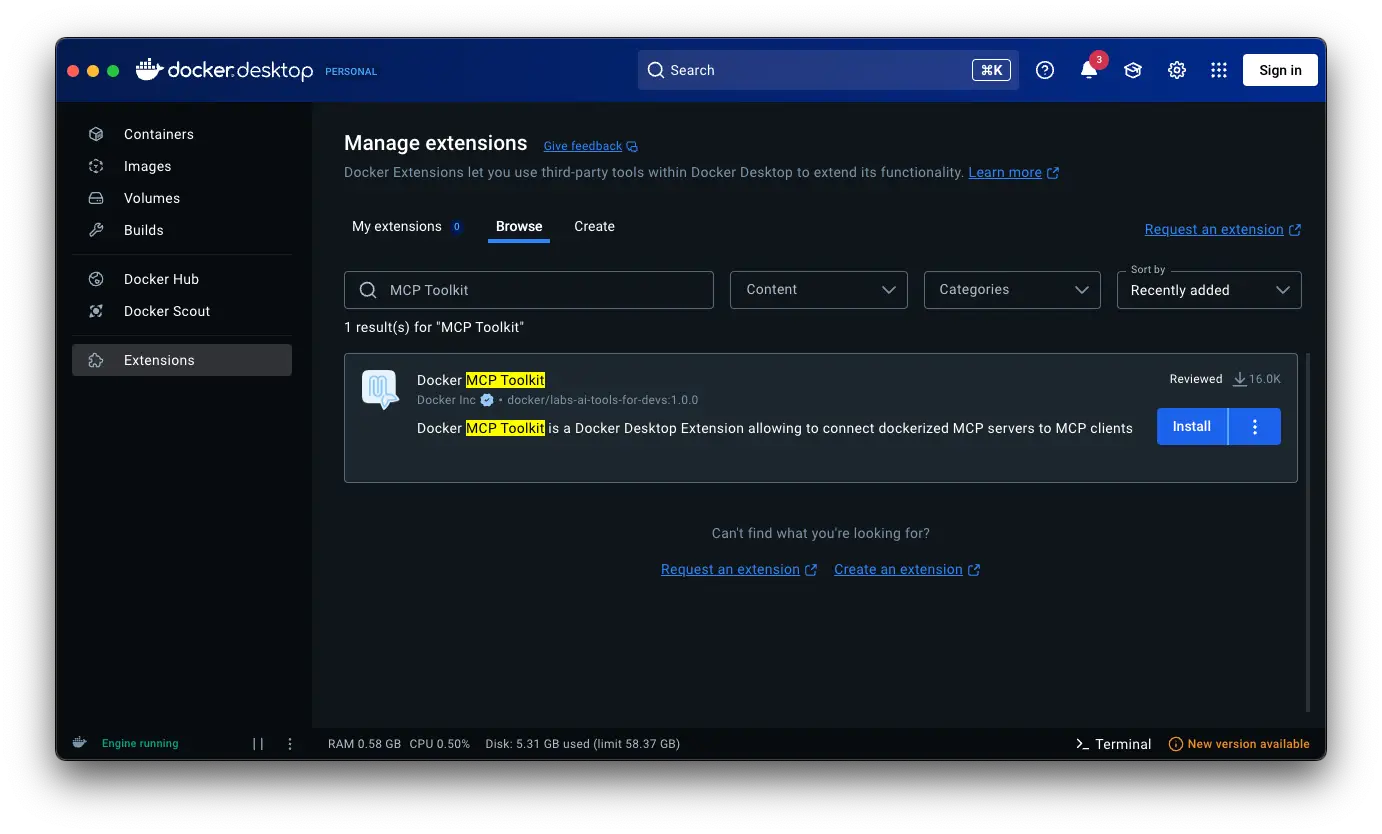 Docker の MCP Toolkit を試してみる