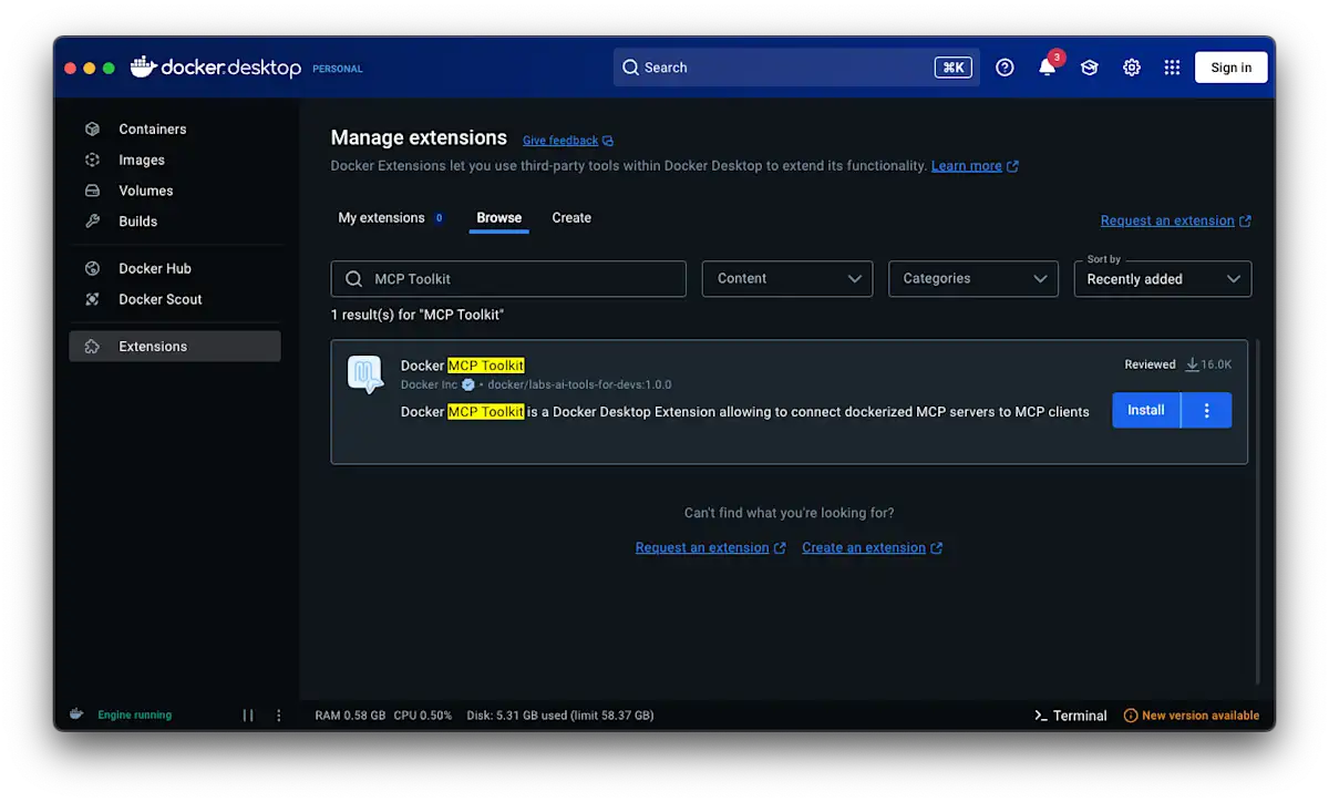 Docker の MCP Toolkit を試してみる