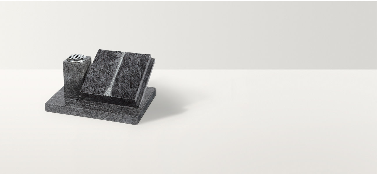 Small Open Book with Vase Granite Memorial - Co-op Funeralcare