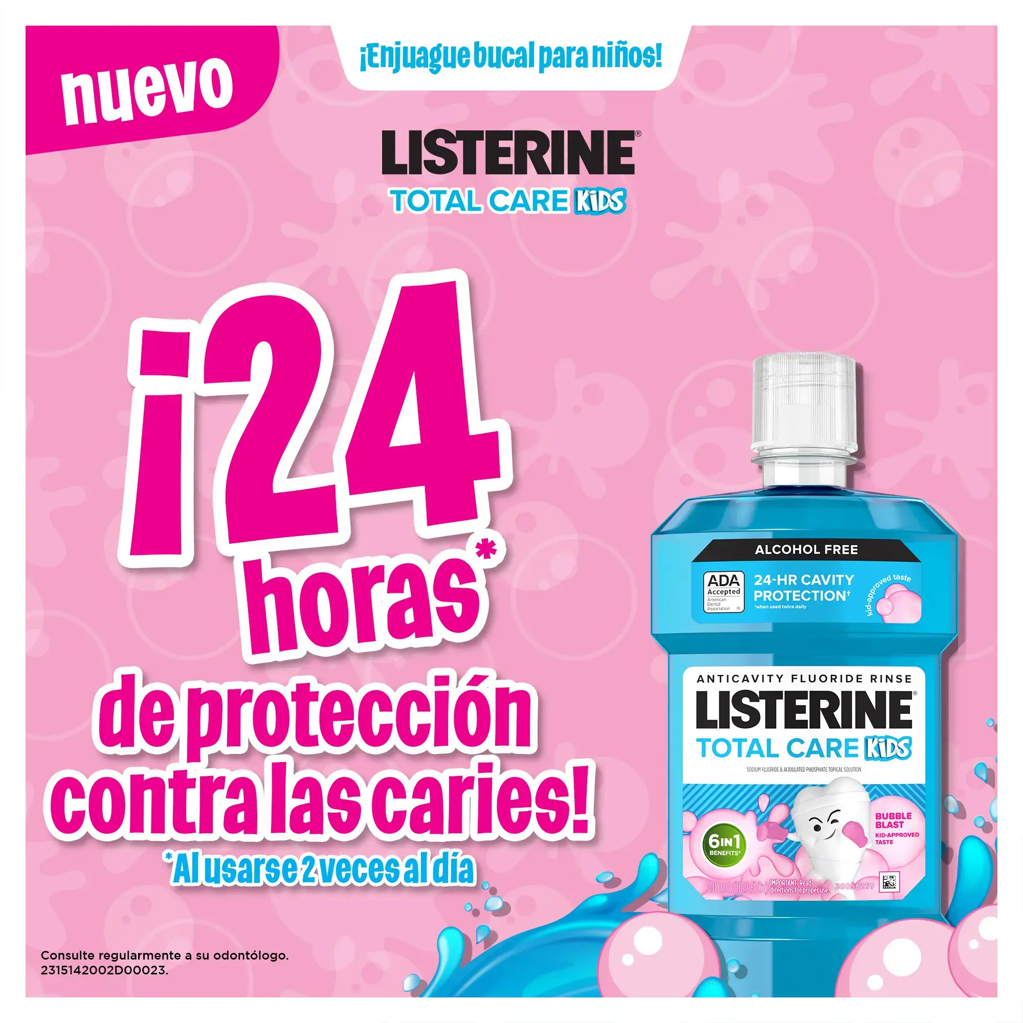 Enjuague bucal Niños LISTERINE® TOTAL CARE KIDS BUBBLE BLAST Sin ...