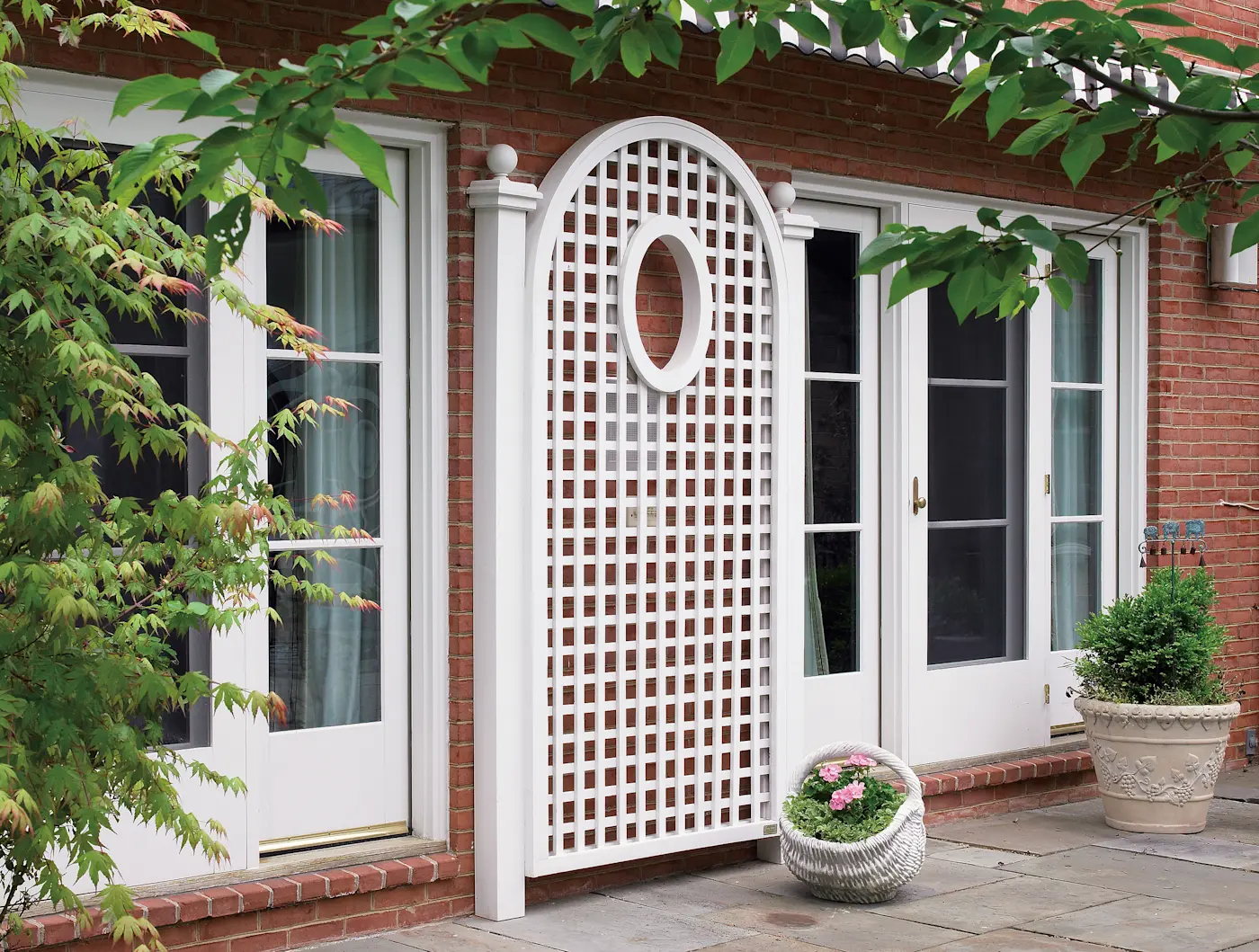 Lattice with Oval Cut-Out at Patio | Walpole Outdoors Lattice with Oval Cut-Out at Patio | Walpole Outdoors