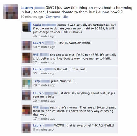 Joking Facebook Status