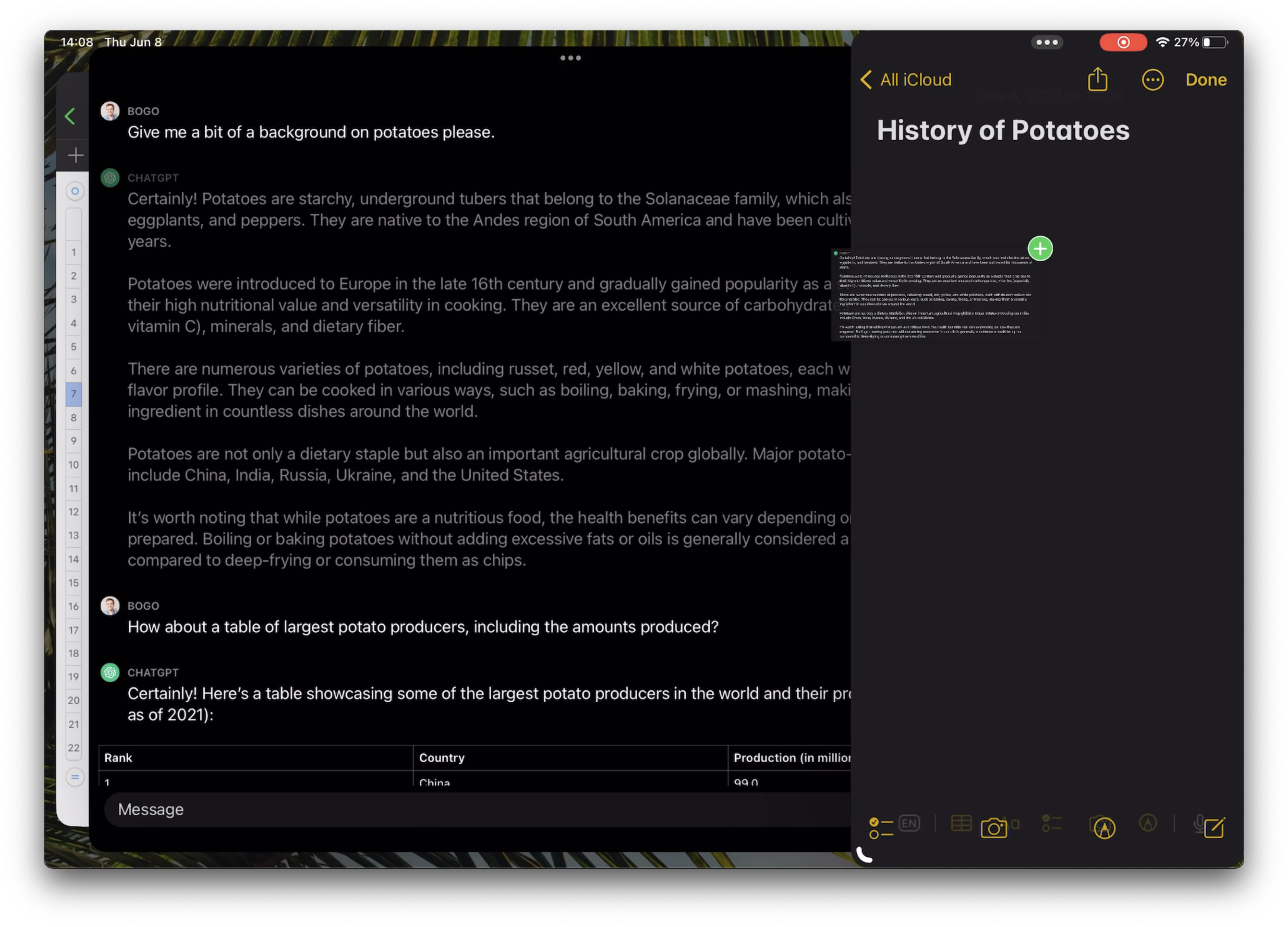 ChatGPT iOS app - iPad drag & drop | OpenAI Help Center
