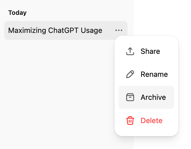 How to Delete and Archive Chats in ChatGPT | OpenAI Help Center