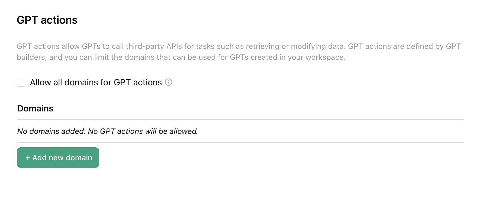 GPT Actions - Domain Settings [ChatGPT Enterprise] | OpenAI Help Center