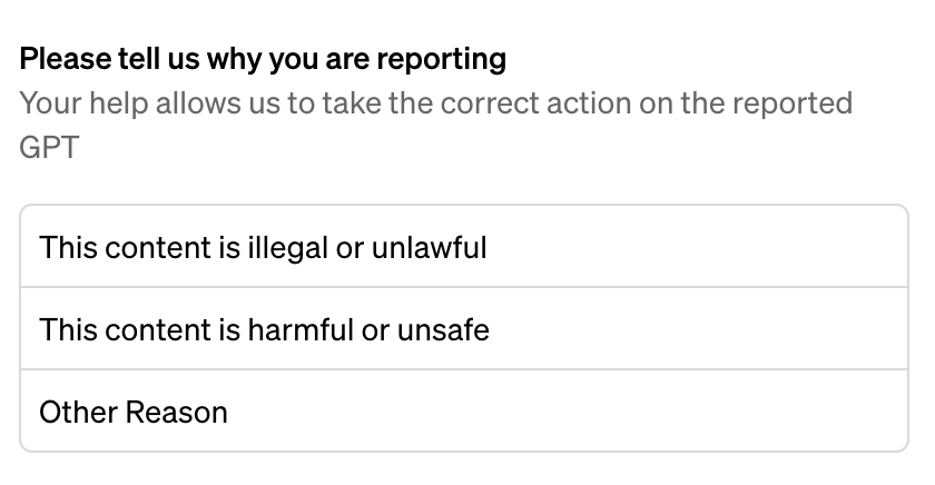 How should I report a GPT? | OpenAI Help Center