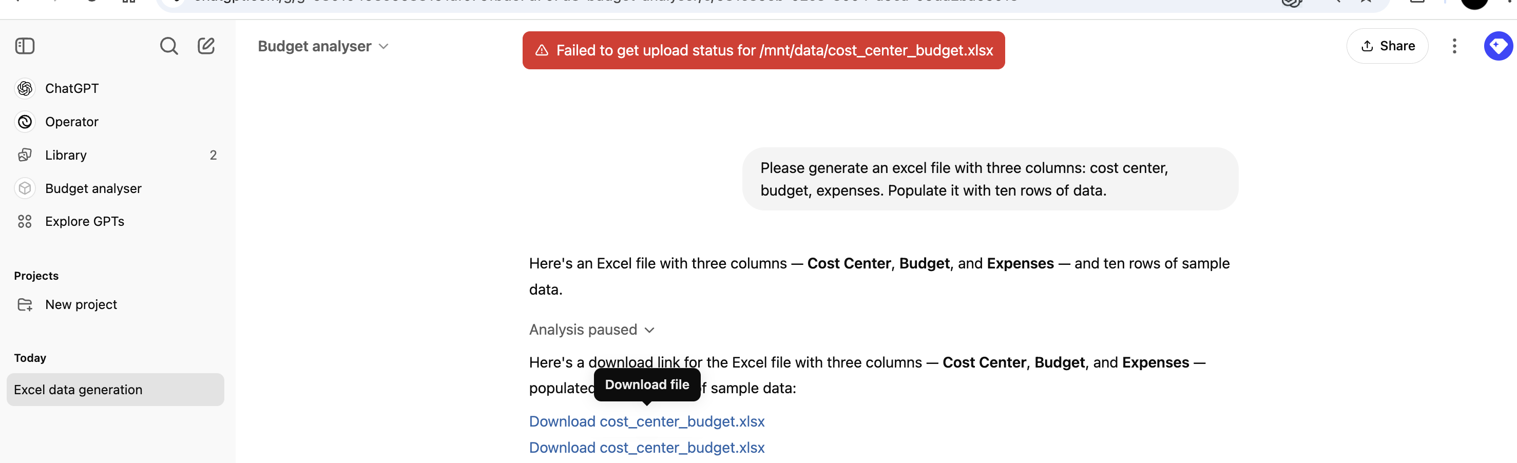 Why can't I download files generated by my custom GPT? | OpenAI Help Center