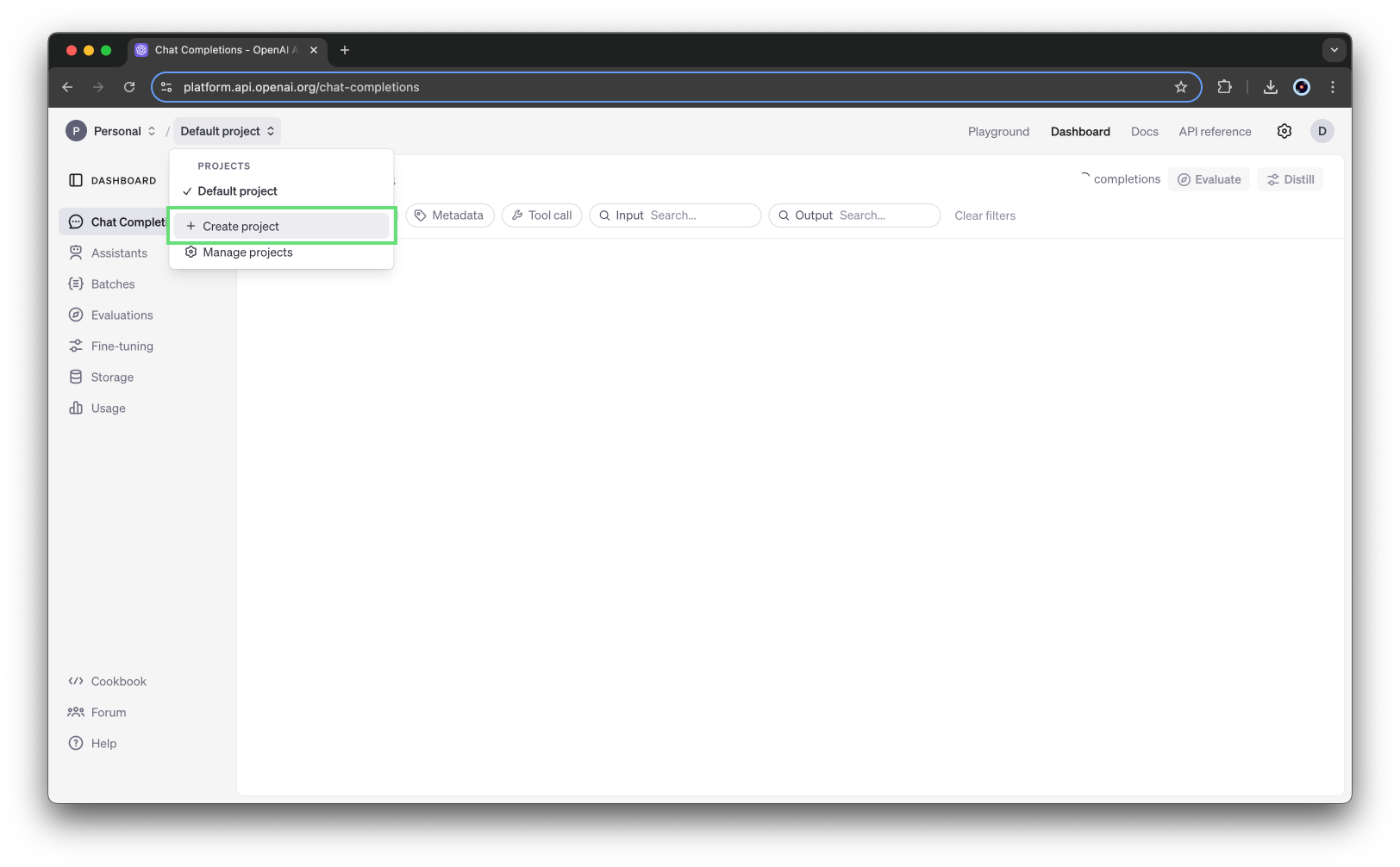 Como gerenciar projetos na plataforma da API | OpenAI Help Center