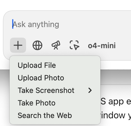App ChatGPT per macOS - Strumento Screenshot | OpenAI Help Center