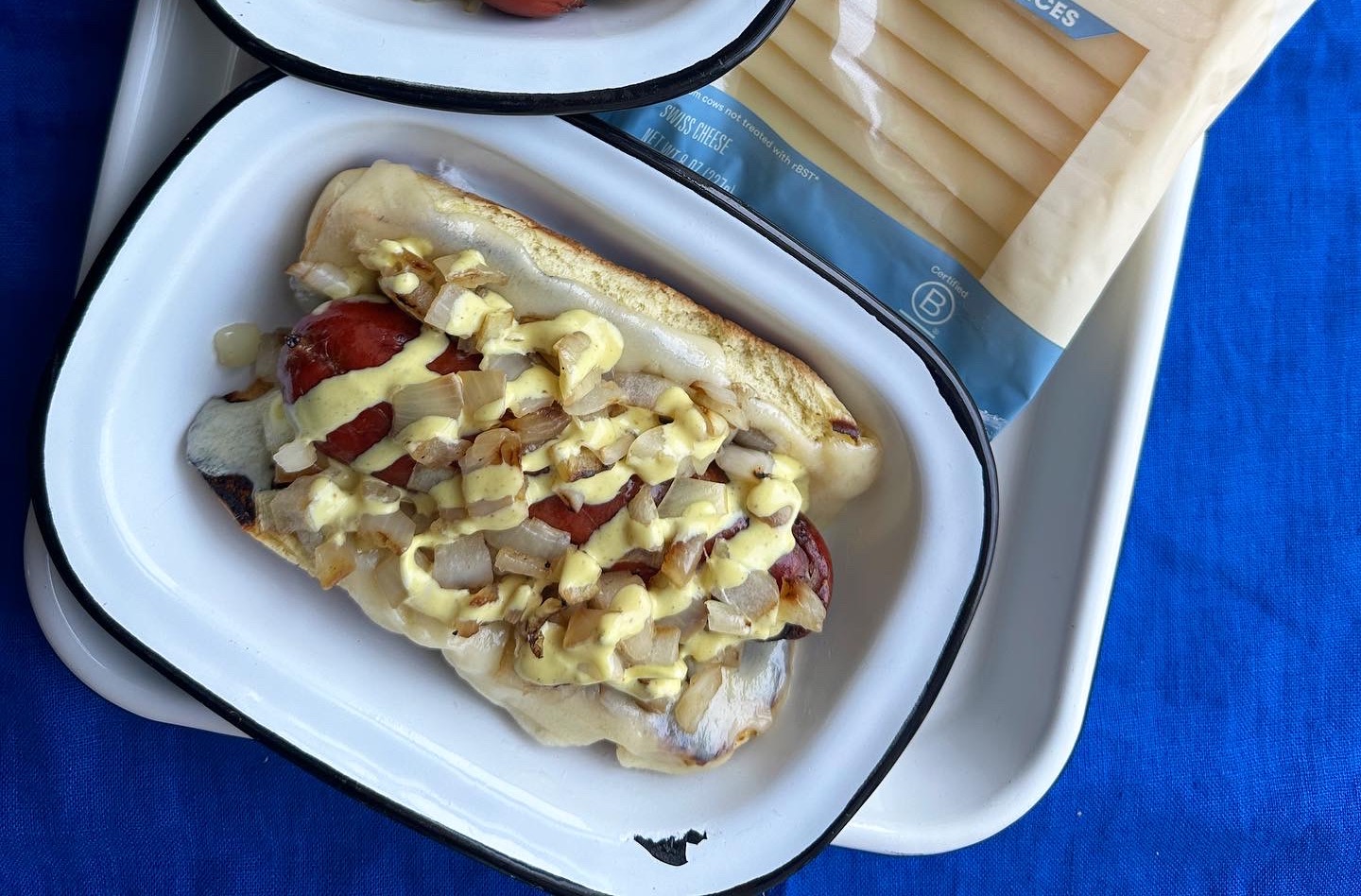 Melted Swiss Dog with Honey Mustard and Onion - Tillamook