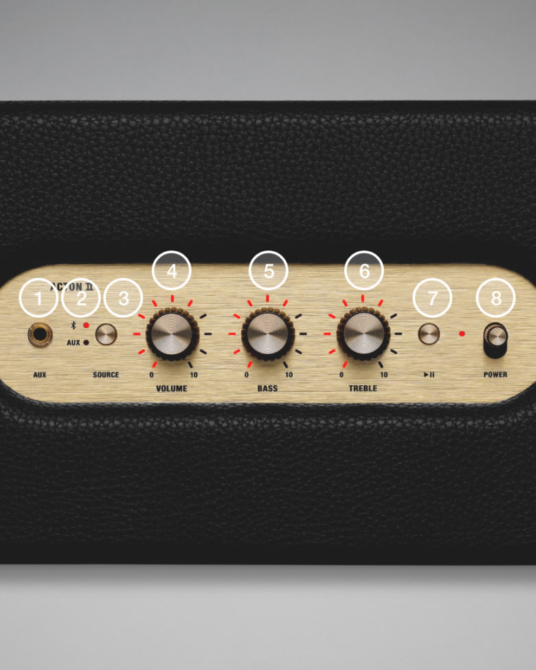 Acton II Bluetooth 지원 - 장치 레이아웃 | Marshall.com
