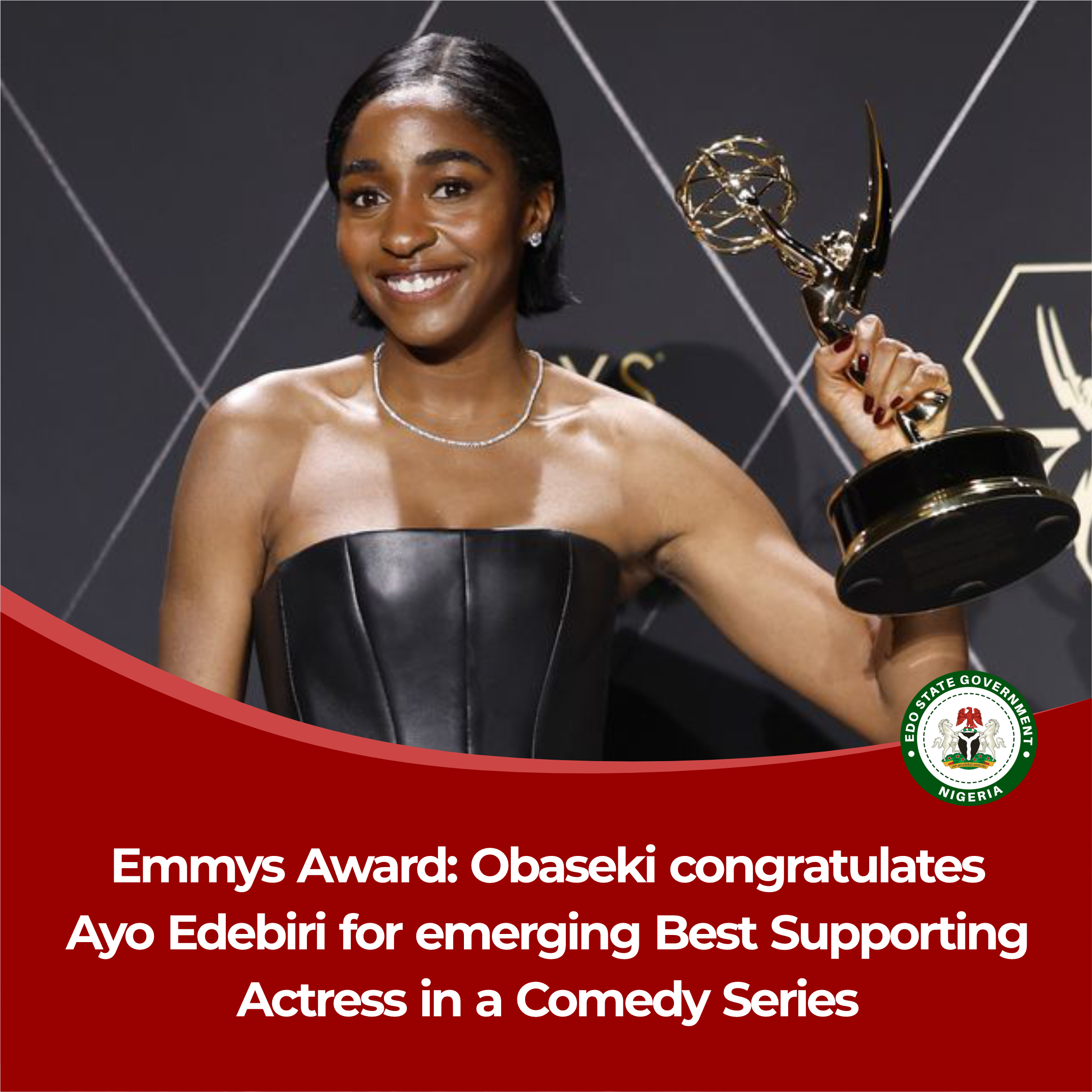 Emmys Award: Obaseki congratulates Ayo Edebiri for emerging Best ...