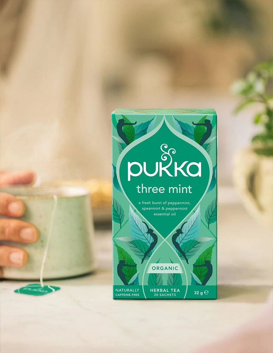 Pukka Three Mint Herbal Tea: Refreshing Blend for Post-Meal Relaxation