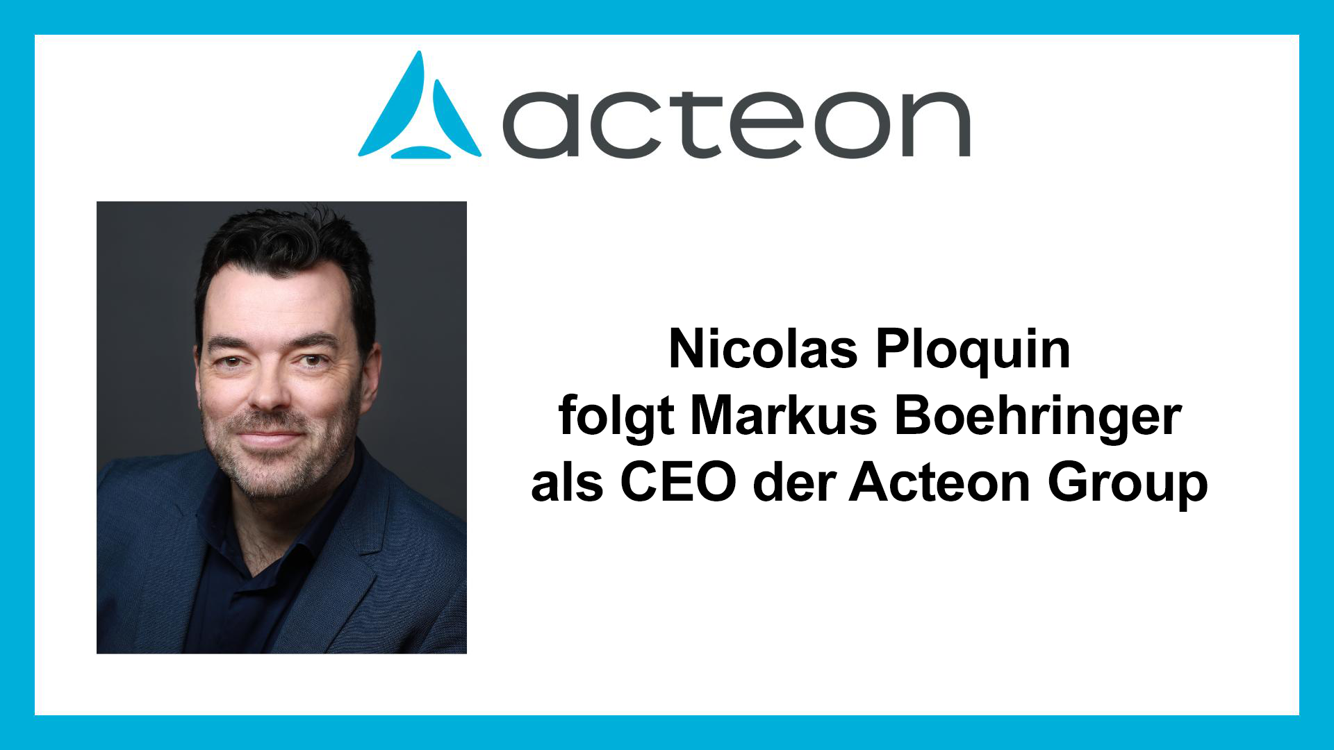 Nicolas Ploquin (52) is appointed CEO of Acteon, effective October 1st ...