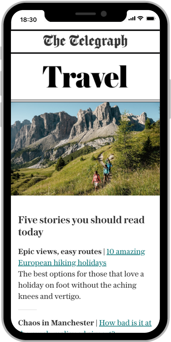 The Telegraph Travel Newsletter - sign up for features, opinion and reviews