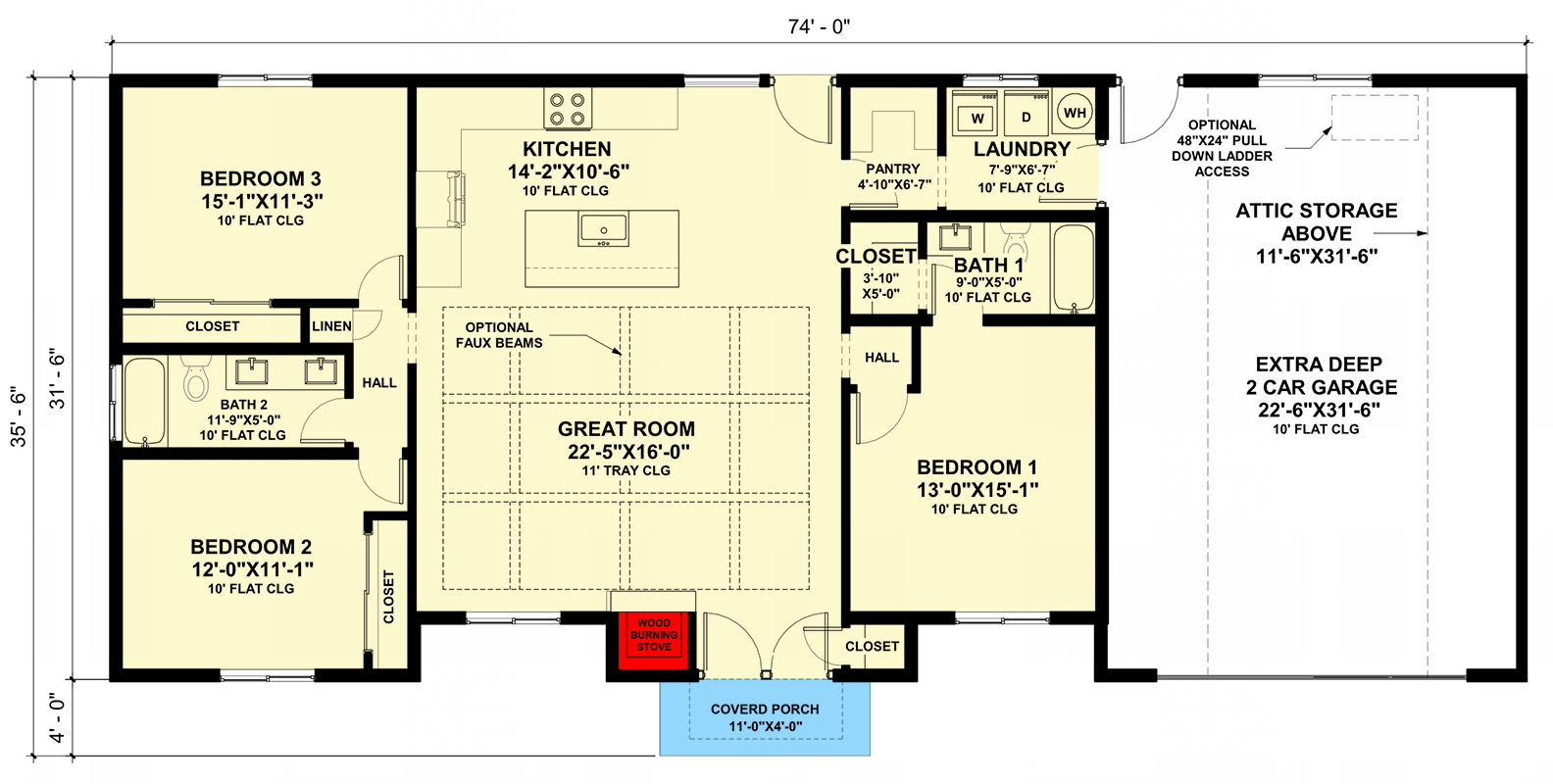 Simple One Floor House Plans Without Garage